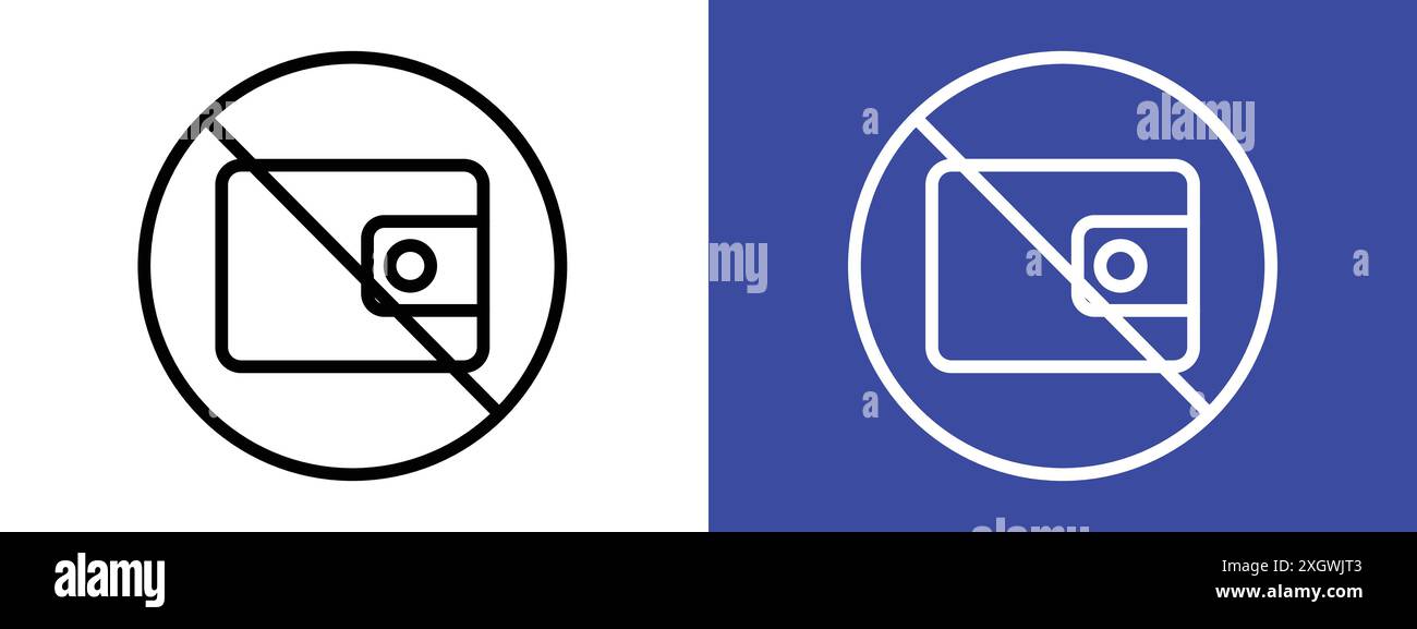 No wallet sign logo sign vector outline in black and white color Stock ...