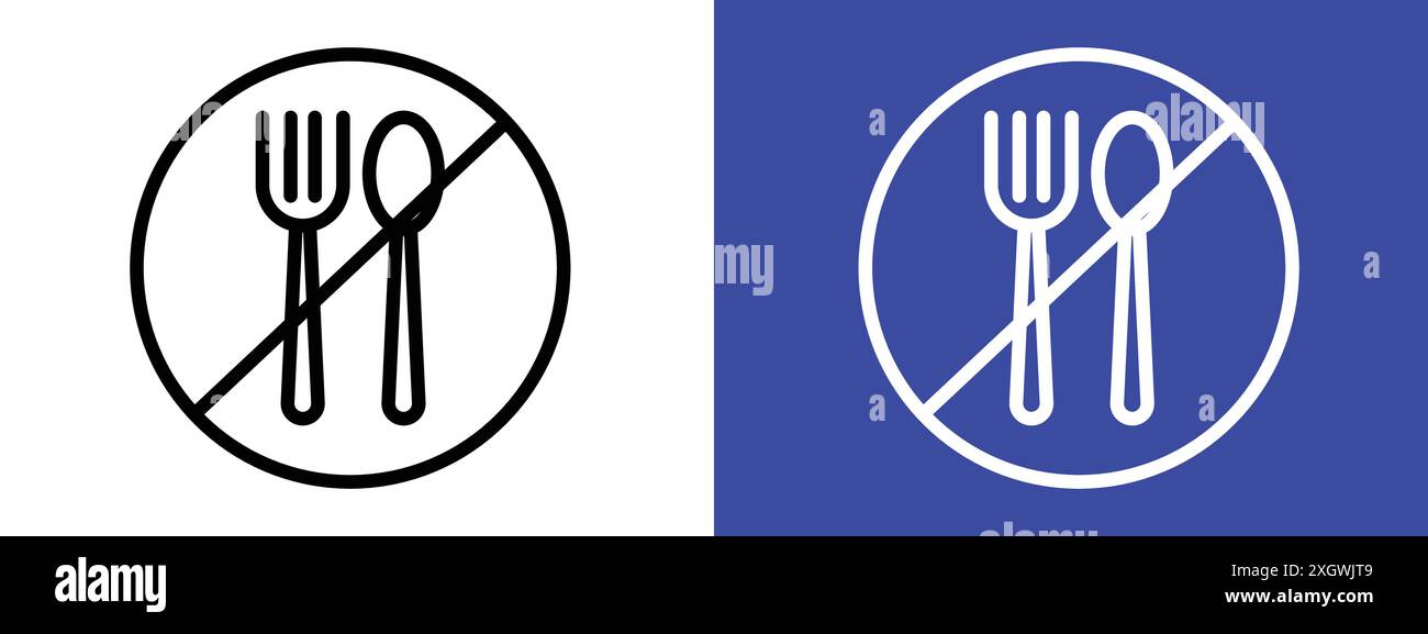 No eating sign logo sign vector outline in black and white color Stock ...