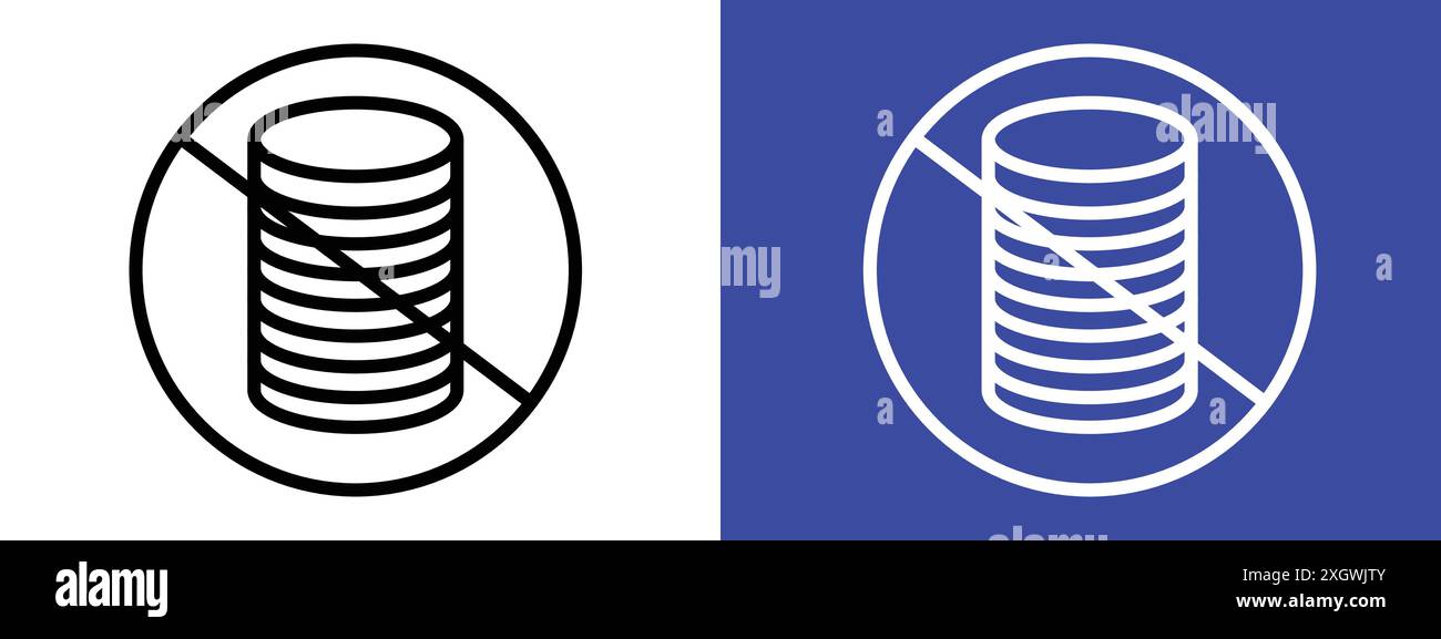 No cash sign logo sign vector outline in black and white color Stock ...