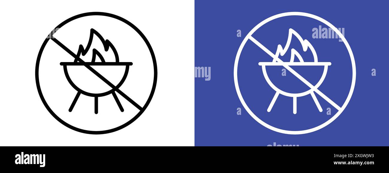 No barbecue with fire sign logo sign vector outline in black and white ...