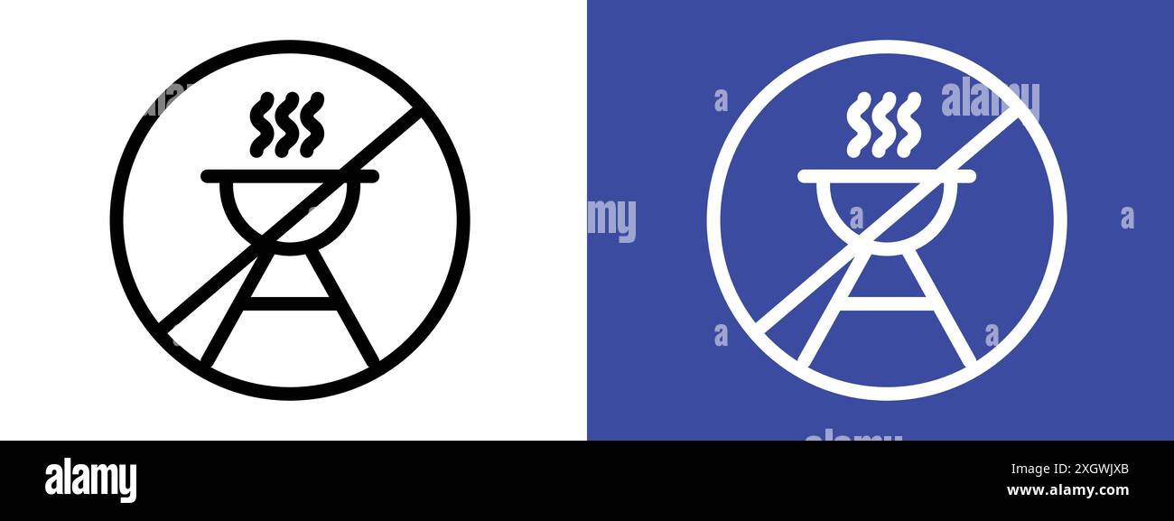 No grill sign logo sign vector outline in black and white color Stock ...