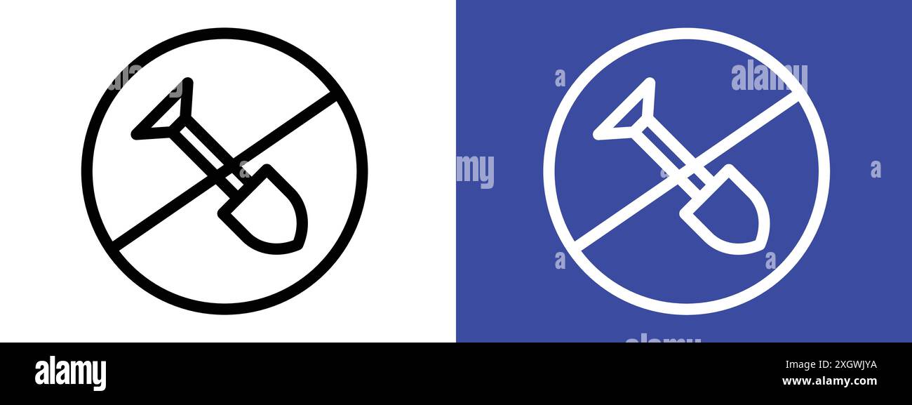 No digging sign logo sign vector outline in black and white color Stock ...