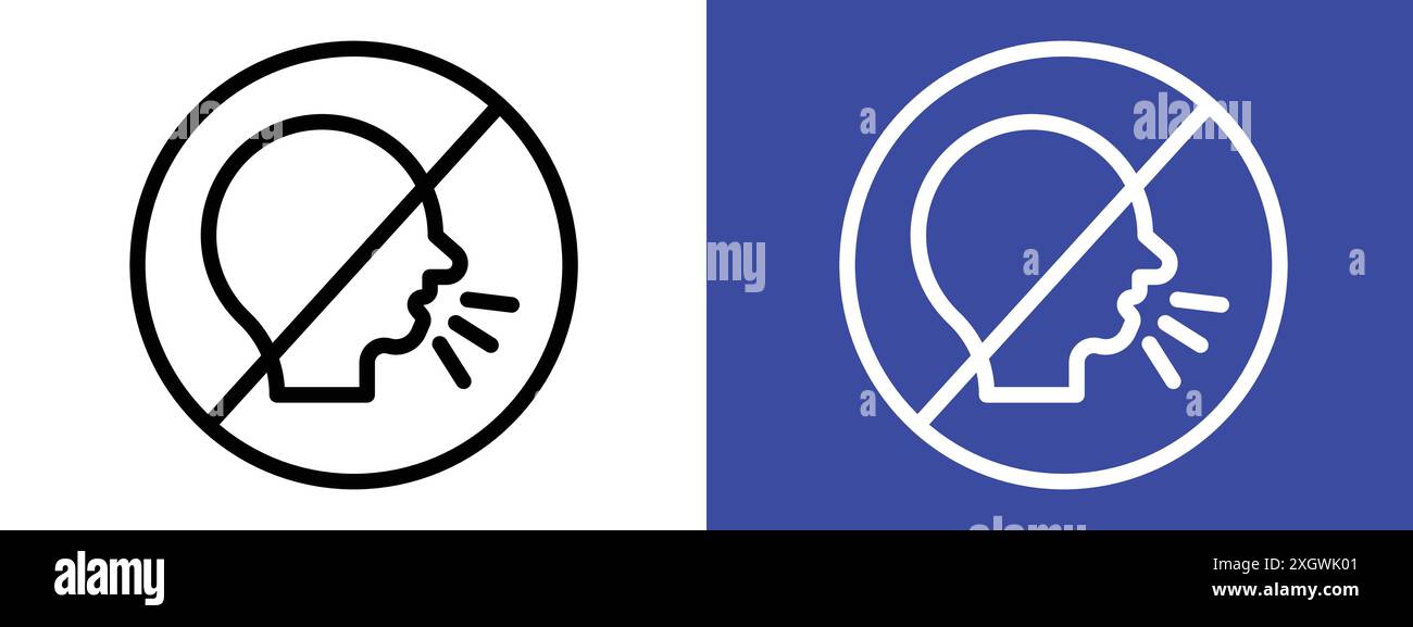 No talking sign logo sign vector outline in black and white color Stock ...