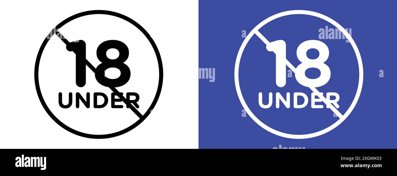 No under eighteen sign logo sign vector outline in black and white color Stock Vector Image ...