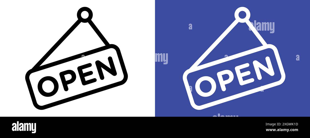 Open sign logo sign vector outline in black and white color Stock ...