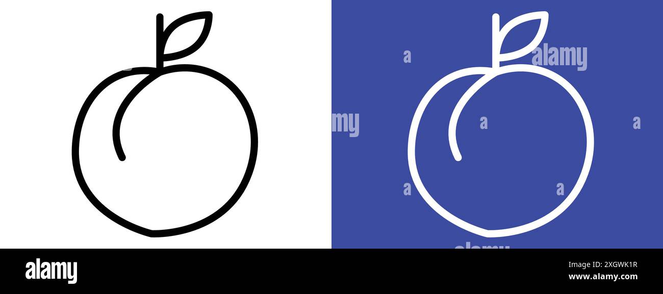 Plum icon logo sign vector outline in black and white color Stock ...