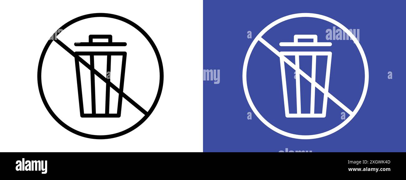 No trash sign logo sign vector outline in black and white color Stock ...