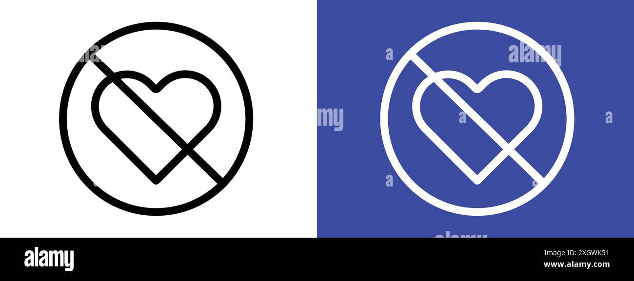 No love sign logo sign vector outline in black and white color Stock ...