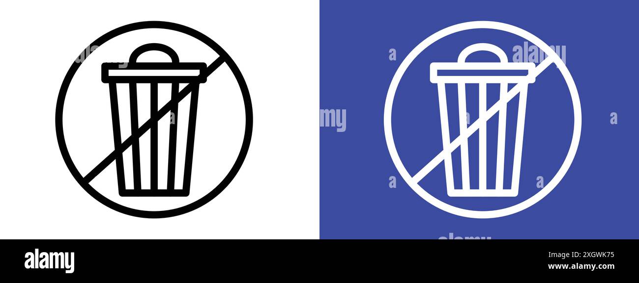 No trash icon logo sign vector outline in black and white color Stock Vector Image & Art - Alamy
