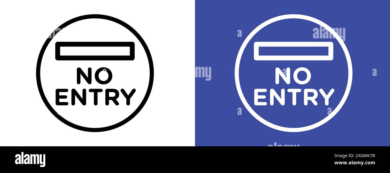 No entry road sign logo sign vector outline in black and white color ...