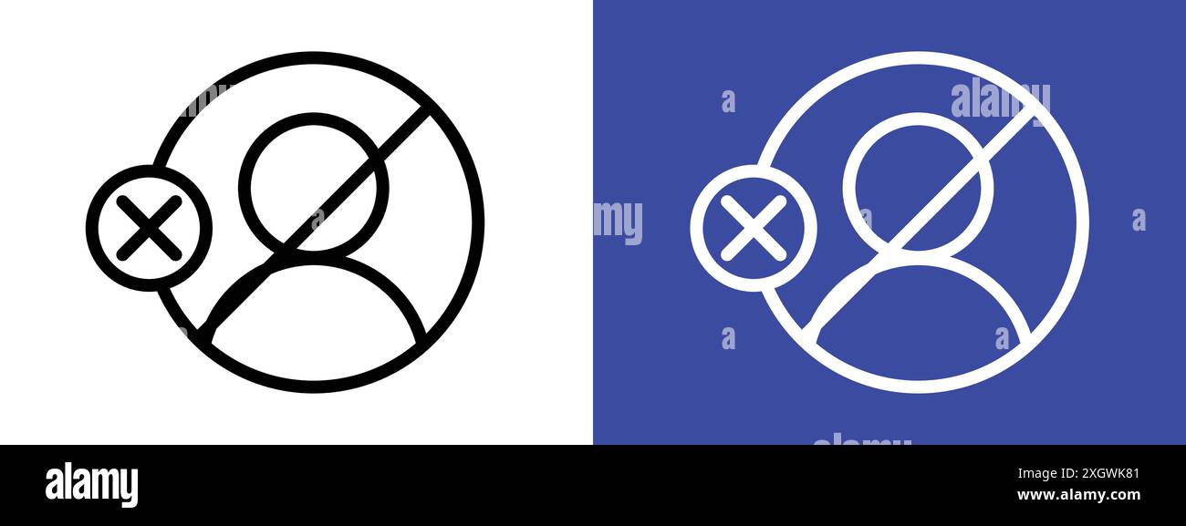 No account sign logo sign vector outline in black and white color Stock ...