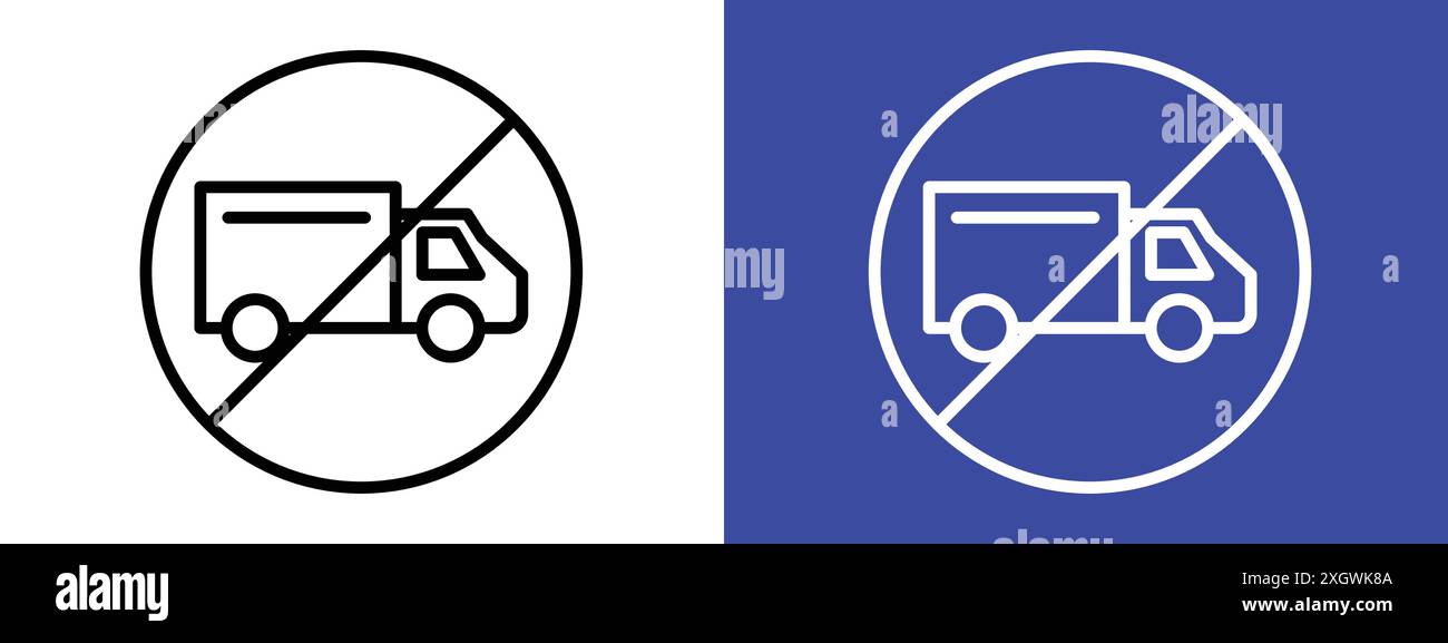 No truck sign logo sign vector outline in black and white color Stock Vector Image & Art - Alamy