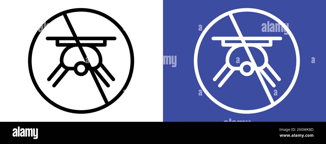 No fly drones sign logo sign vector outline in black and white color ...