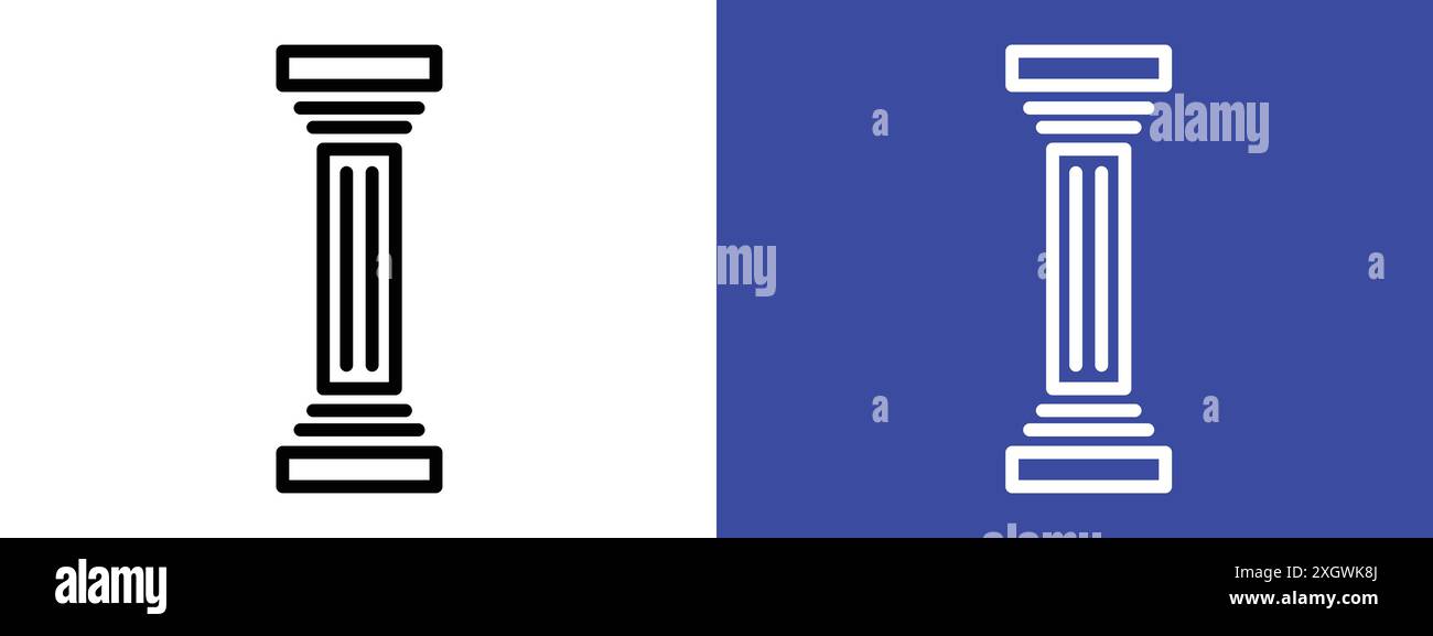 Pillar icon logo sign vector outline in black and white color Stock ...