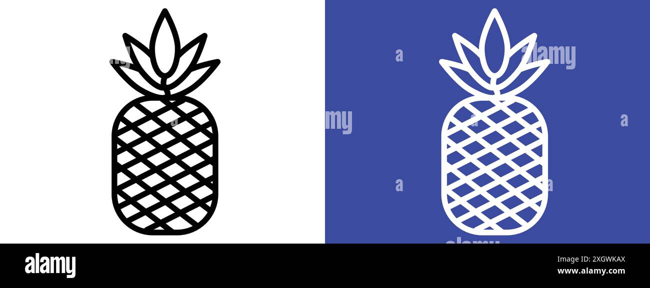 Pineapple icon logo sign vector outline in black and white color Stock ...