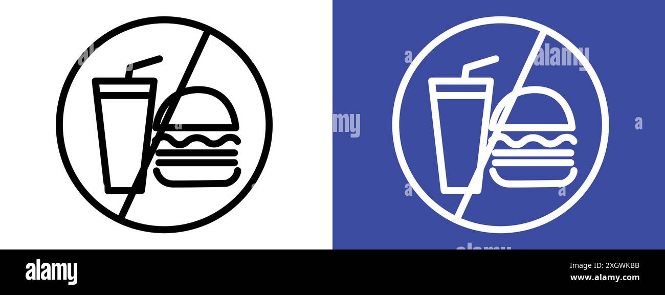 No food allowed sign logo sign vector outline in black and white color ...
