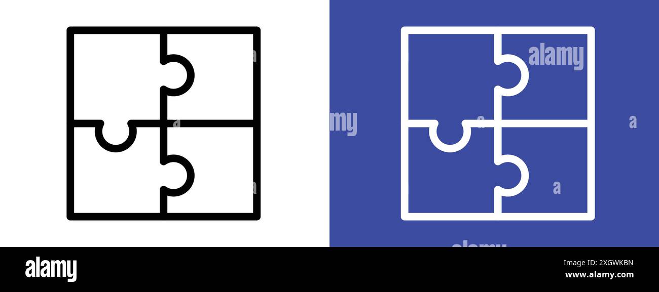 Puzzle icon logo sign vector outline in black and white color Stock ...