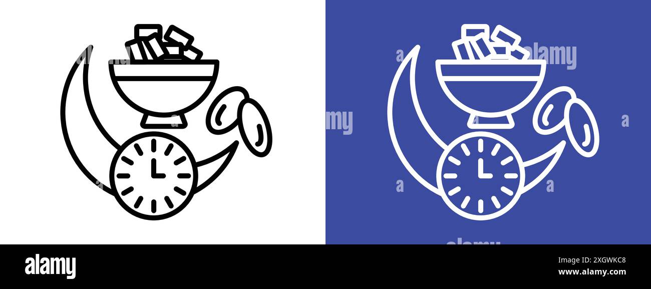 Ramadan iftar icon logo sign vector outline in black and white color ...