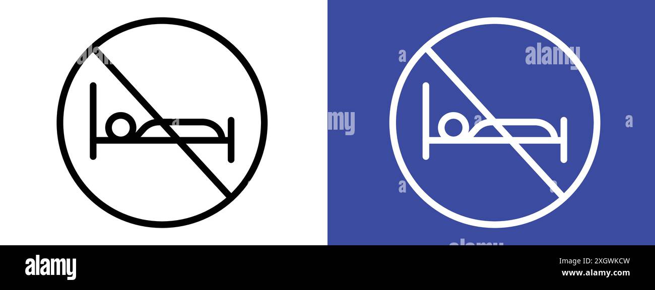 Sleepover ban sign logo sign vector outline in black and white color Stock Vector Image & Art ...