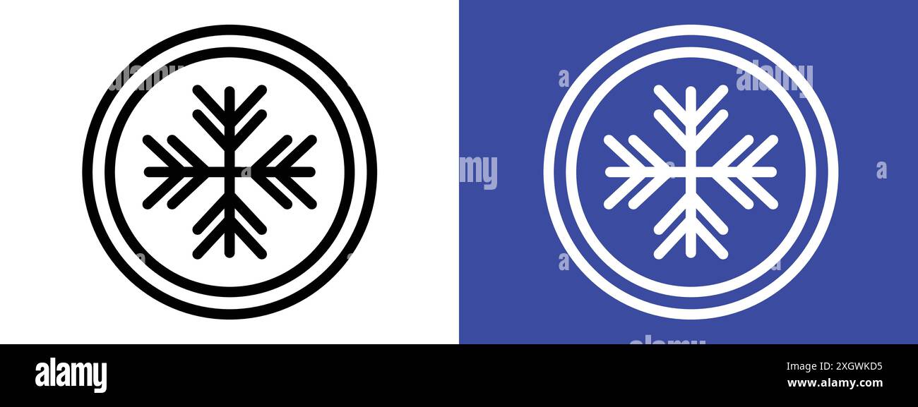 Snowflake icon logo sign vector outline in black and white color Stock ...