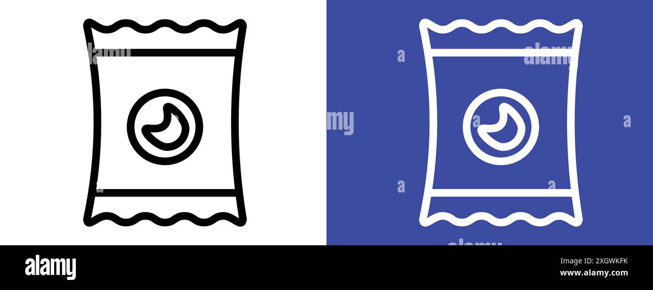 Potato chips icon logo sign vector outline in black and white color ...