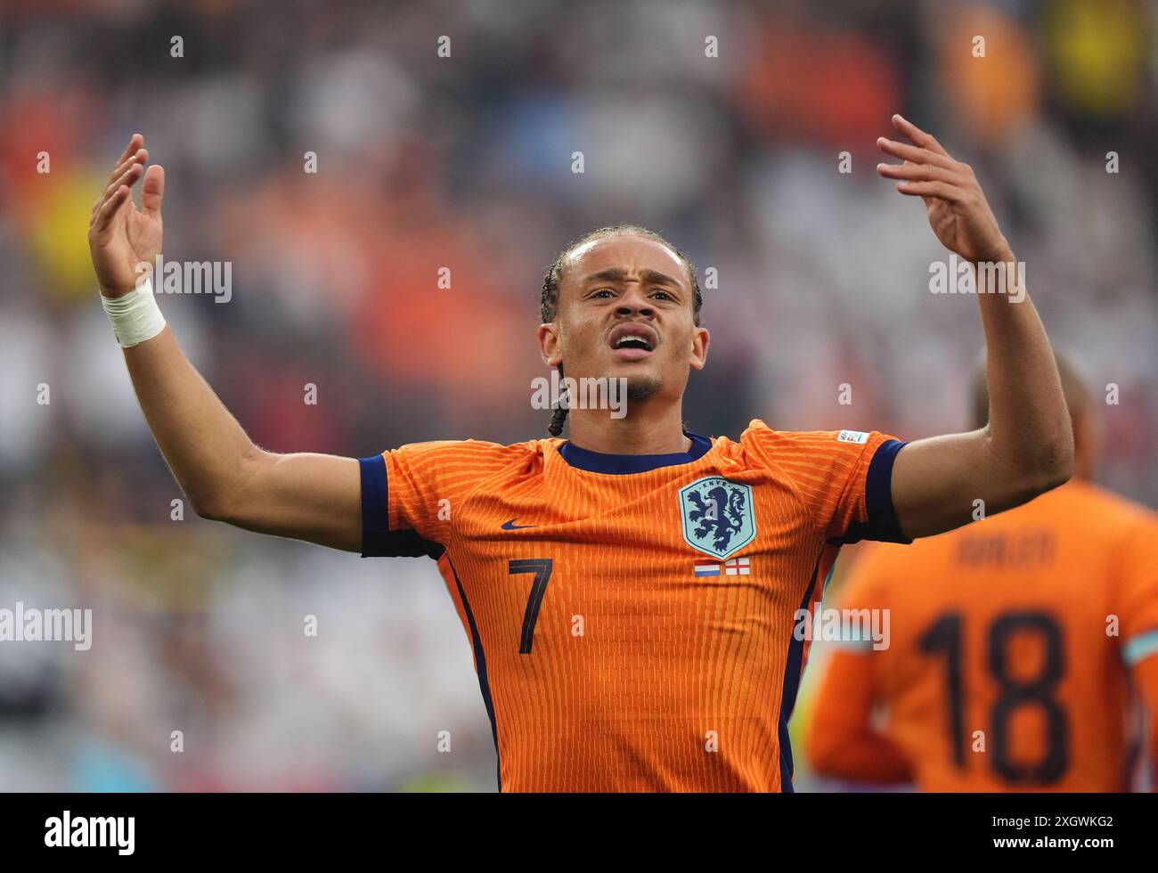 Netherlands' Xavi Simons celebrates scoring their side's first goal of ...