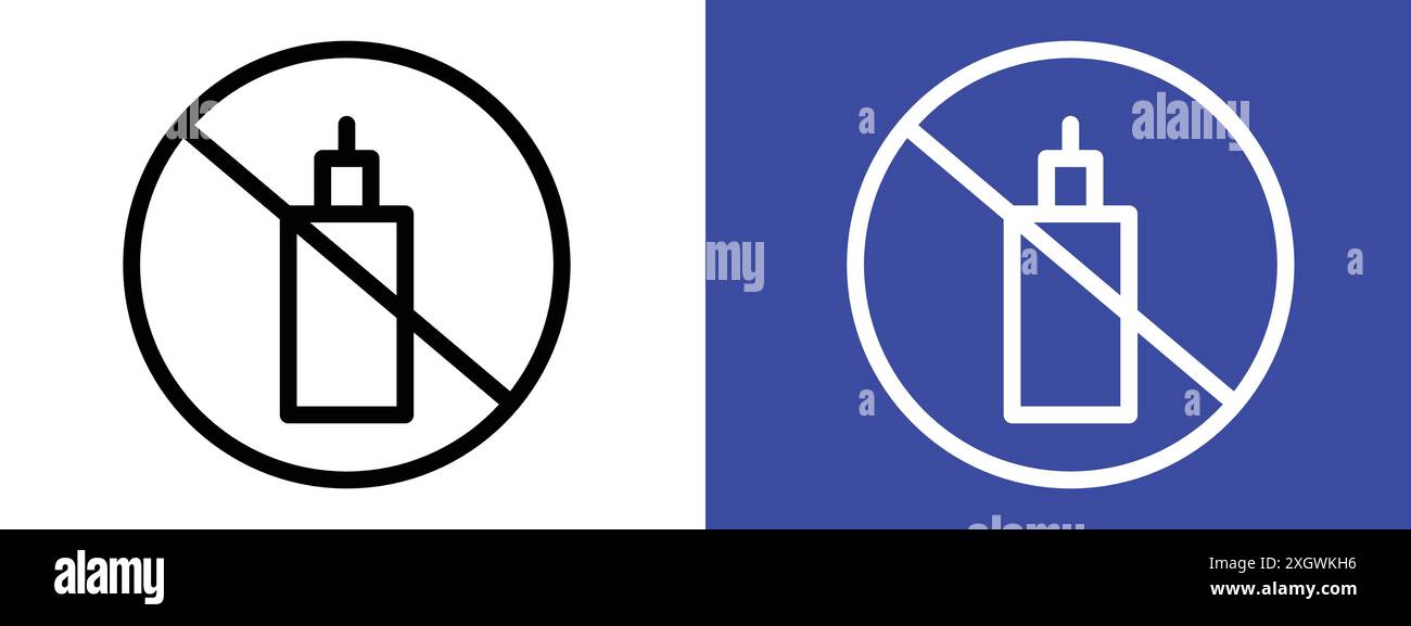 No vaping icon logo sign vector outline in black and white color Stock ...