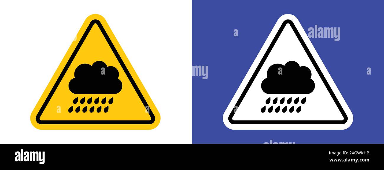 Rain warning sign logo sign vector outline in black and white color ...