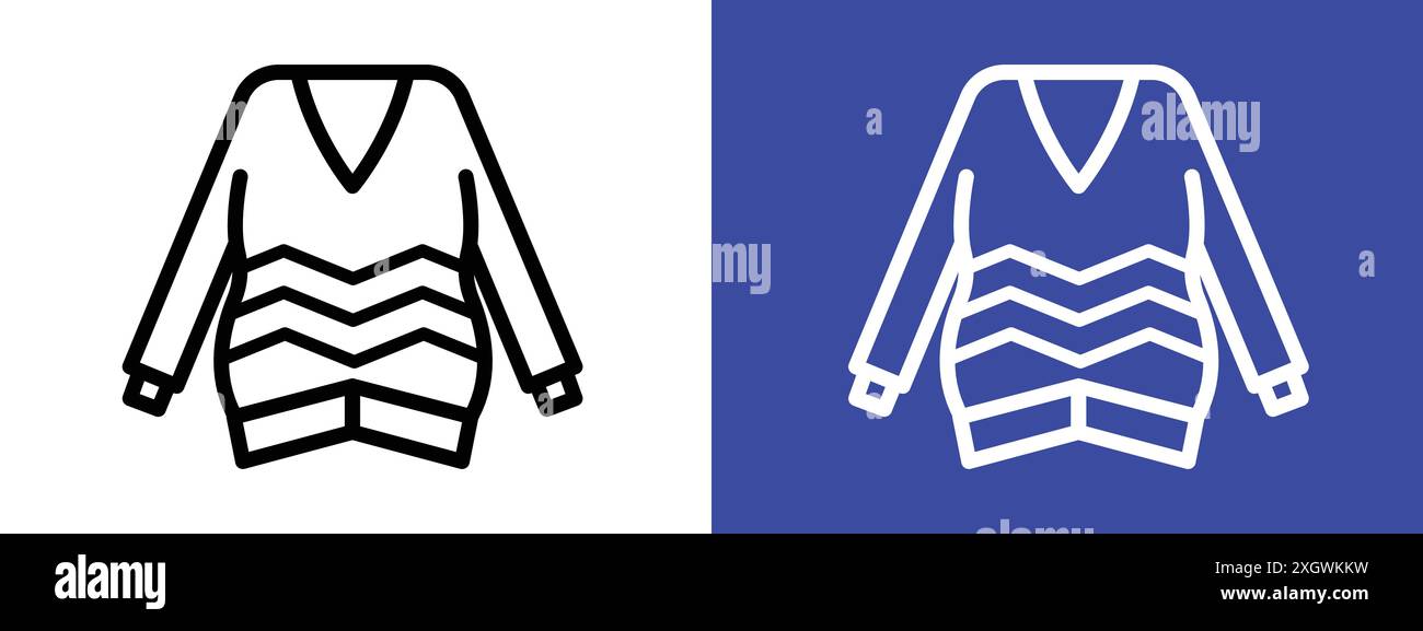 Sweater icon logo sign vector outline in black and white color Stock ...