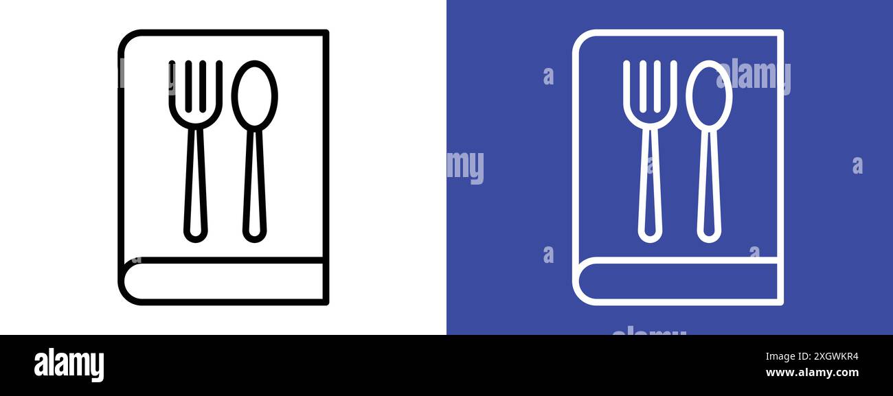 Recipe book icon logo sign vector outline in black and white color ...