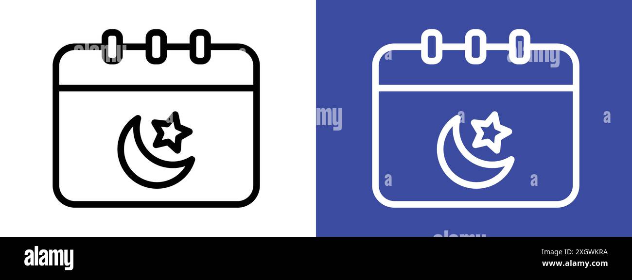 Ramadan calendar icon logo sign vector outline in black and white color ...