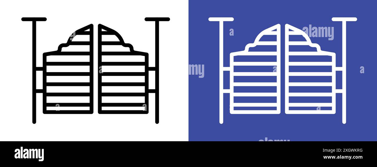 Saloon door icon logo sign vector outline in black and white color Stock Vector Image & Art - Alamy