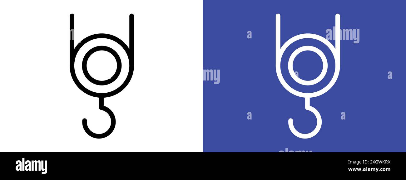 Winch hook icon logo sign vector outline in black and white color Stock ...