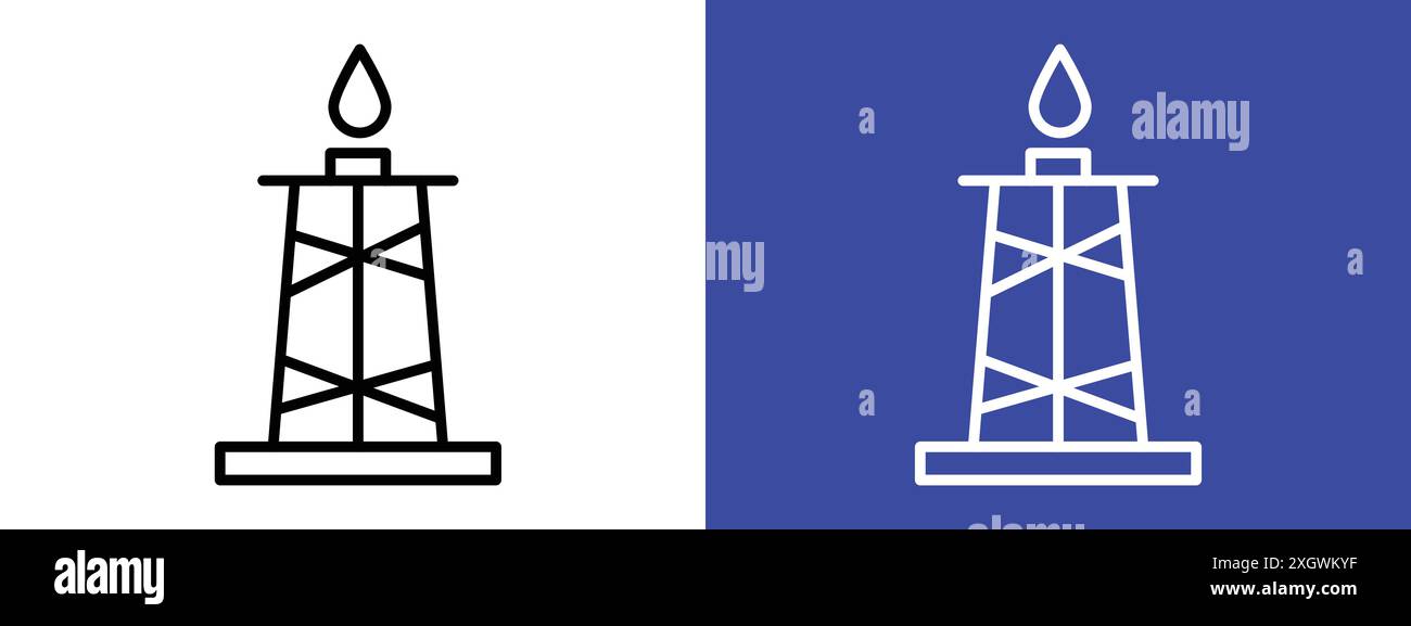 Shale gas rig icon logo sign vector outline in black and white color ...