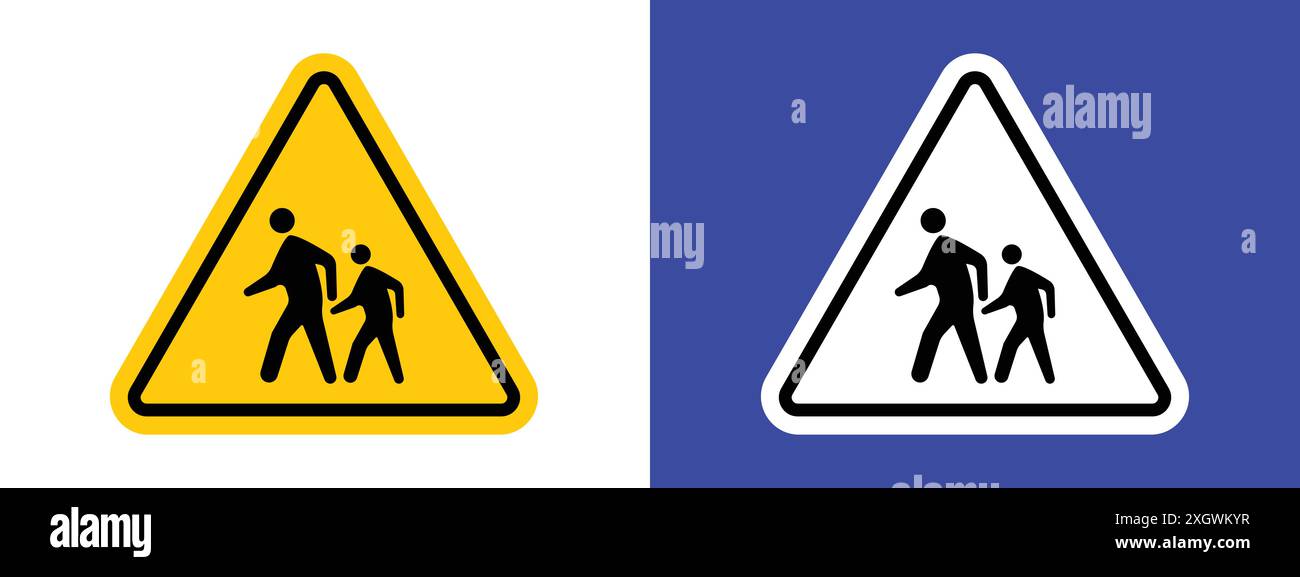 School crossing sign logo sign vector outline in black and white color ...