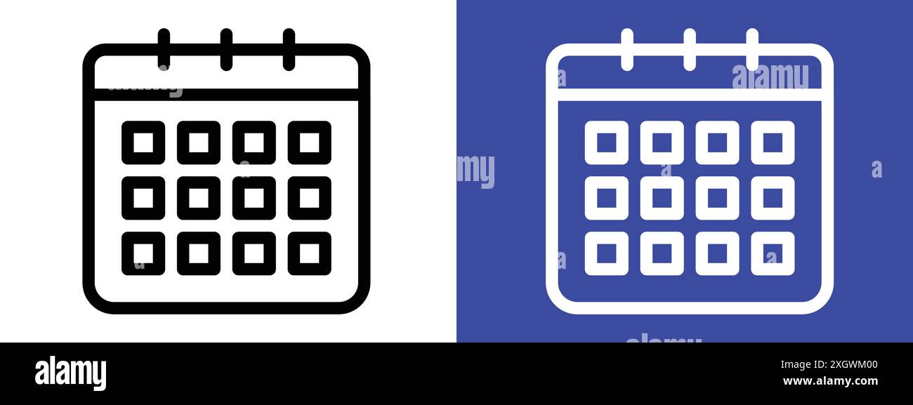 Table calendar icon logo sign vector outline in black and white color ...