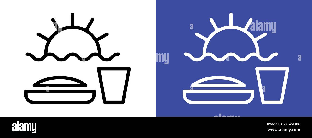 Sahur time icon logo sign vector outline in black and white color Stock ...