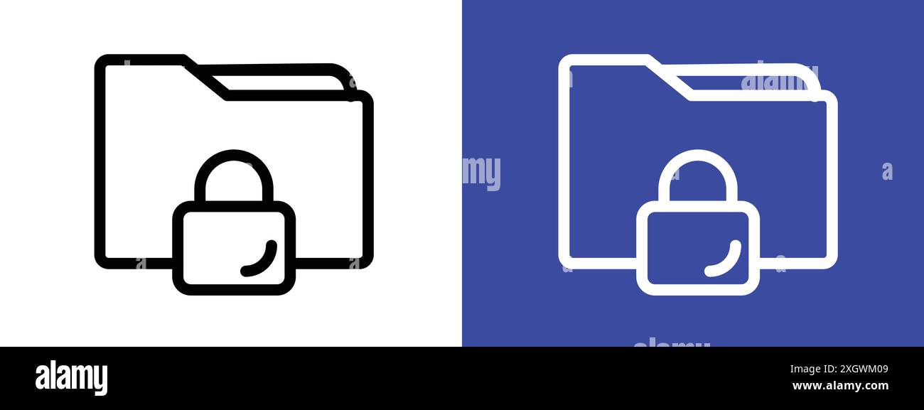 Secret folder icon logo sign vector outline in black and white color ...