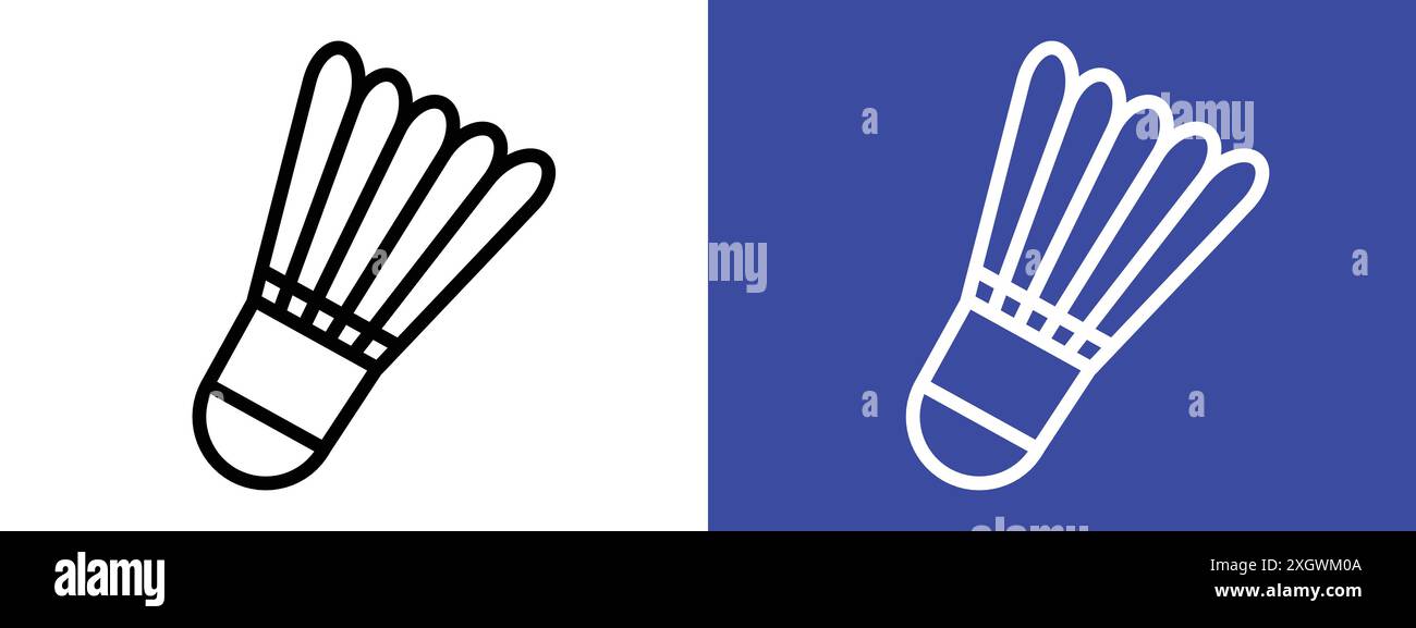 Shuttlecock icon logo sign vector outline in black and white color ...