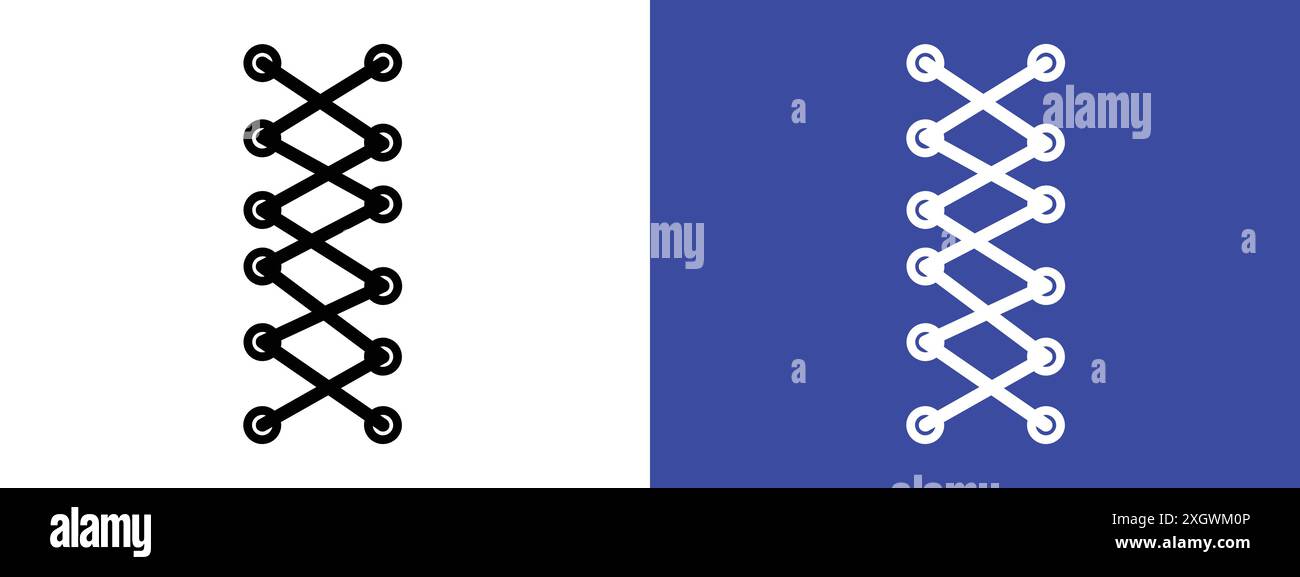 Shoe lace icon logo sign vector outline in black and white color Stock ...