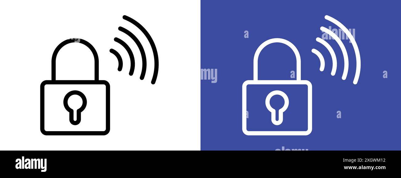 Smart lock icon logo sign vector outline in black and white color Stock ...