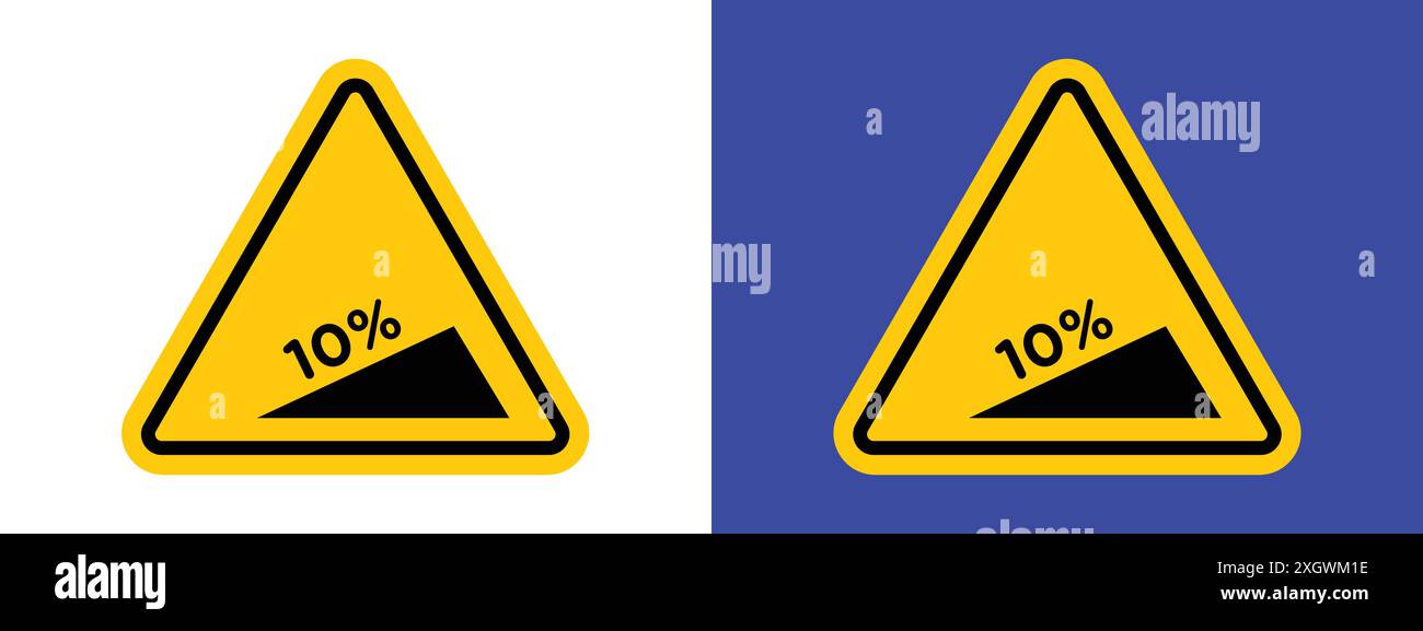 Steep slope ahead sign logo sign vector outline in black and white ...