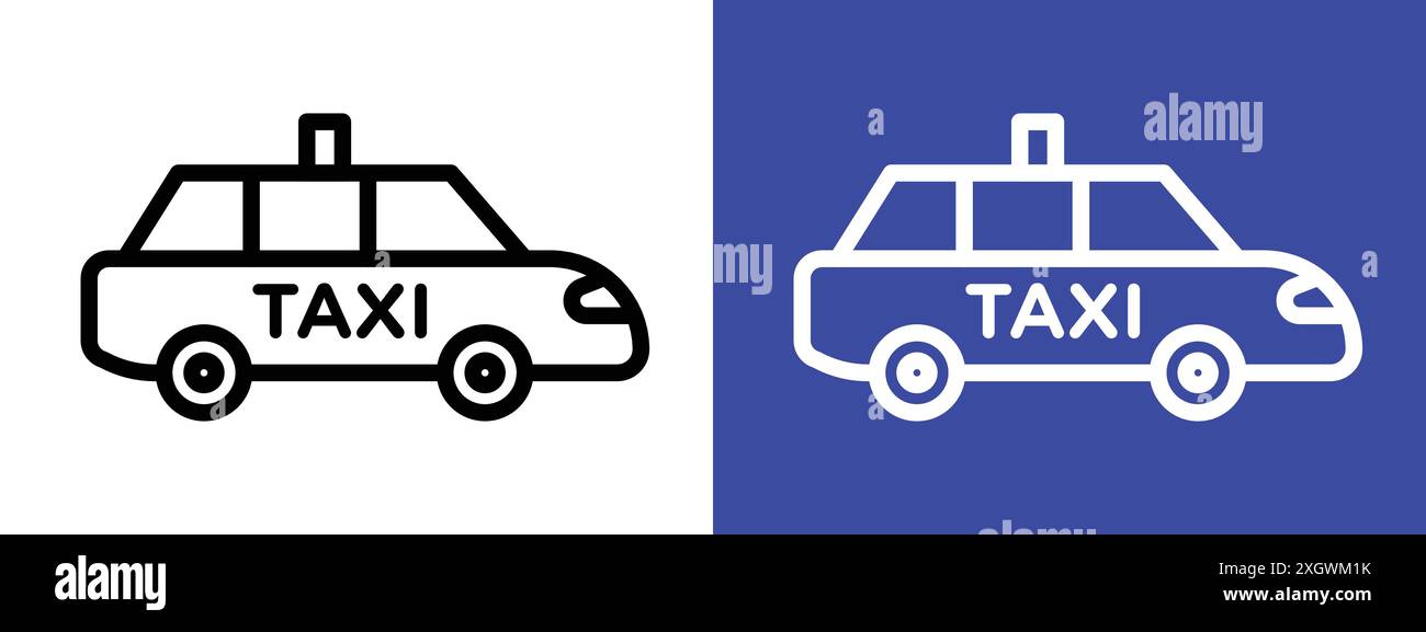 Taxi icon logo sign vector outline in black and white color Stock ...