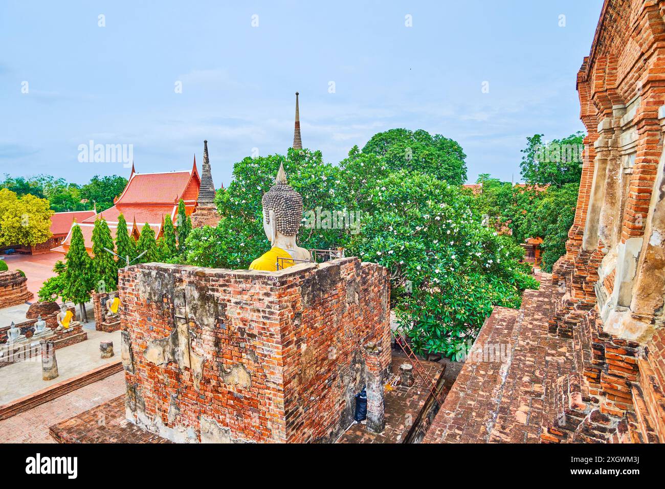 The statue of Lord Buddha in ancient Wat Yai Chai Mongkhon temple ...