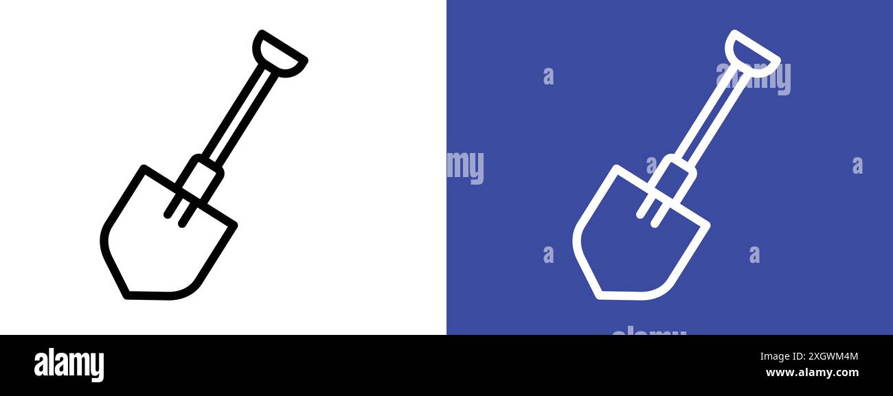 Shovel icon logo sign vector outline in black and white color Stock ...