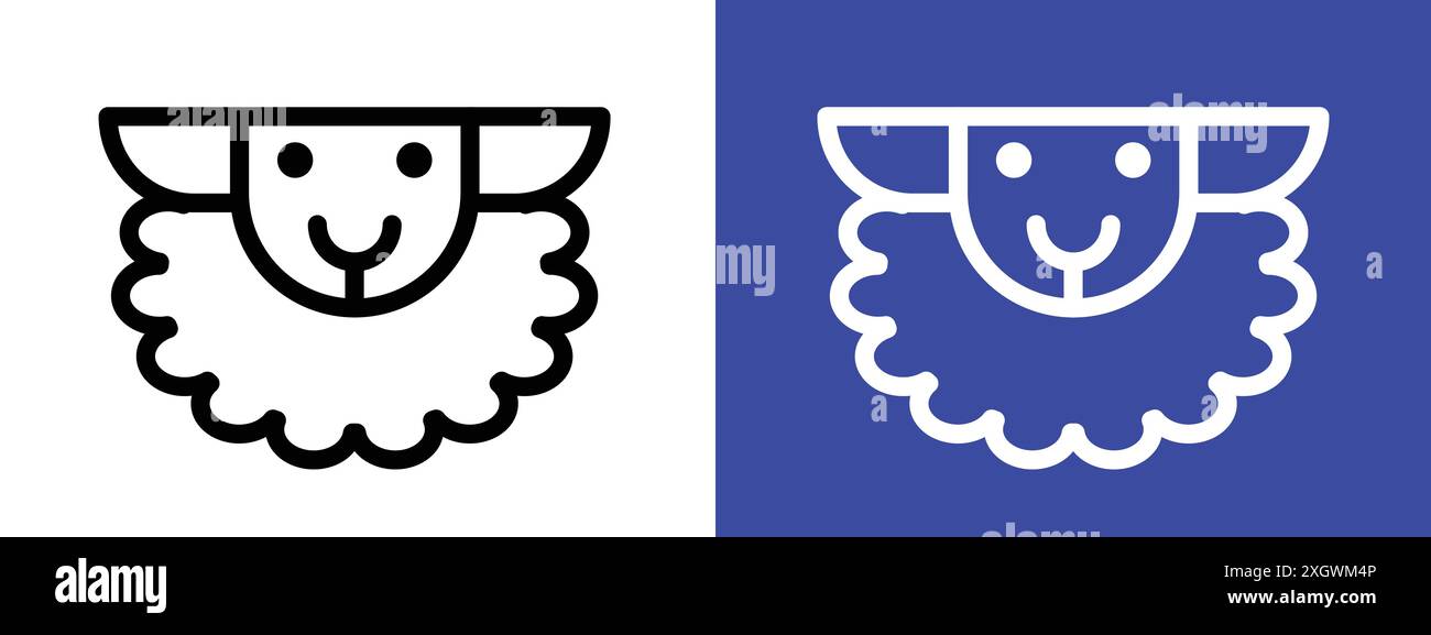 Sheep icon logo sign vector outline in black and white color Stock ...