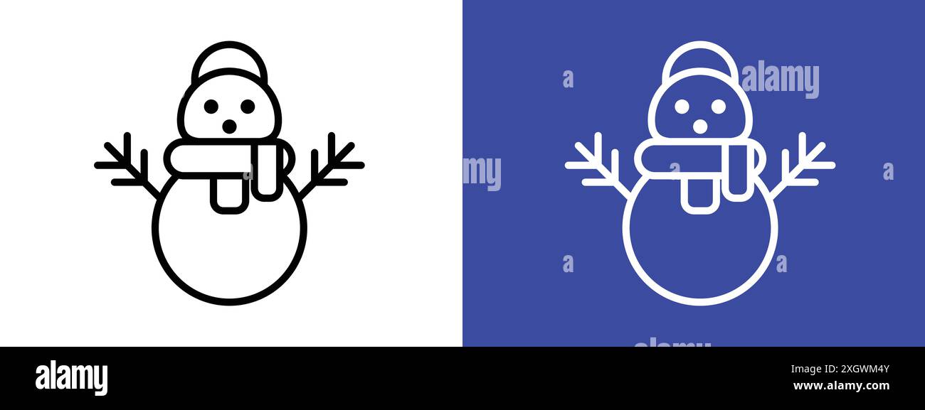 Snowman icon logo sign vector outline in black and white color Stock ...