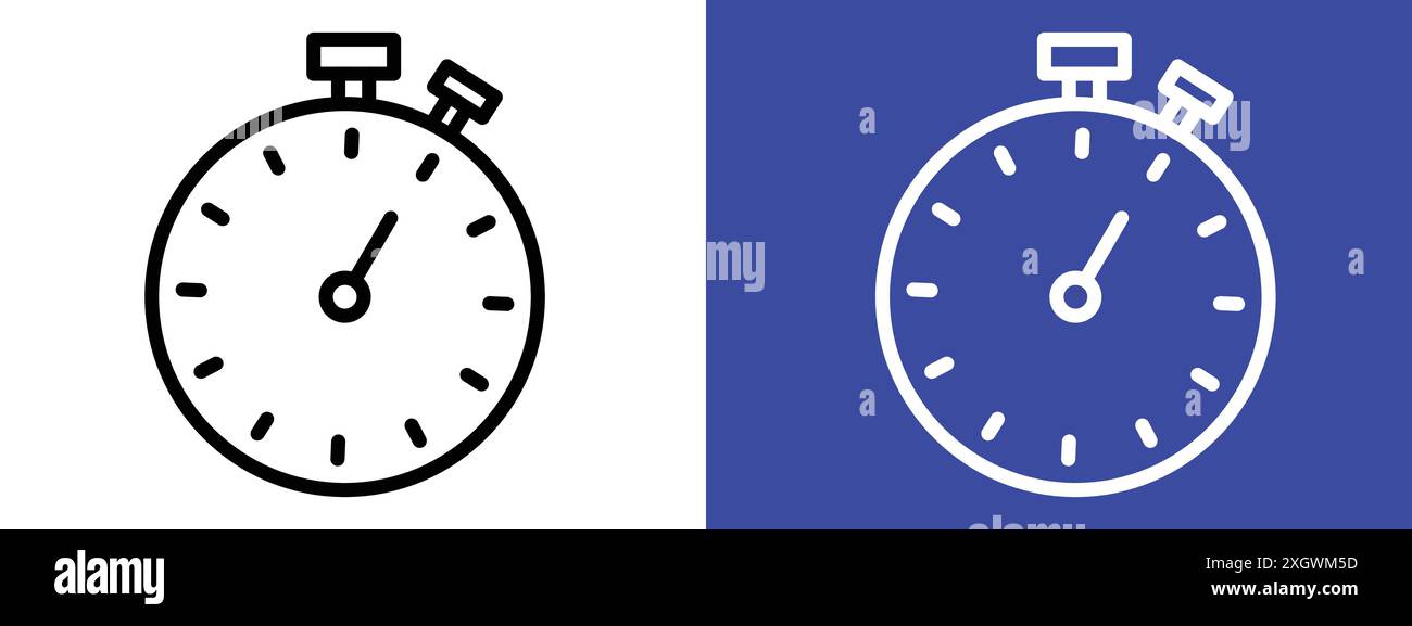 Stop watch icon logo sign vector outline in black and white color Stock ...