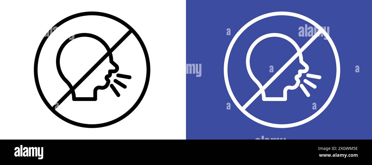 Stop talking sign logo sign vector outline in black and white color ...