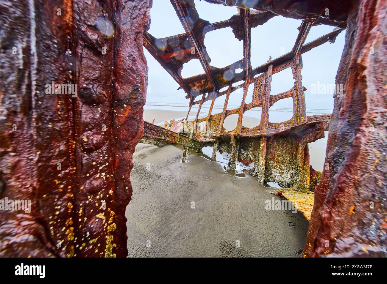 Rusty Shipwreck on Sandy Beach Close-Up Stock Photo - Alamy